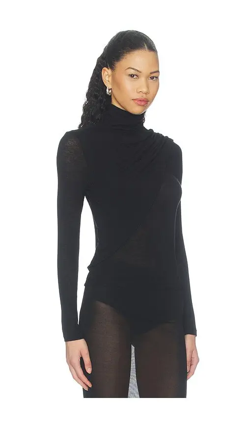 Enza Costa Sheer Cashmere Jersey Bandana Turtleneck