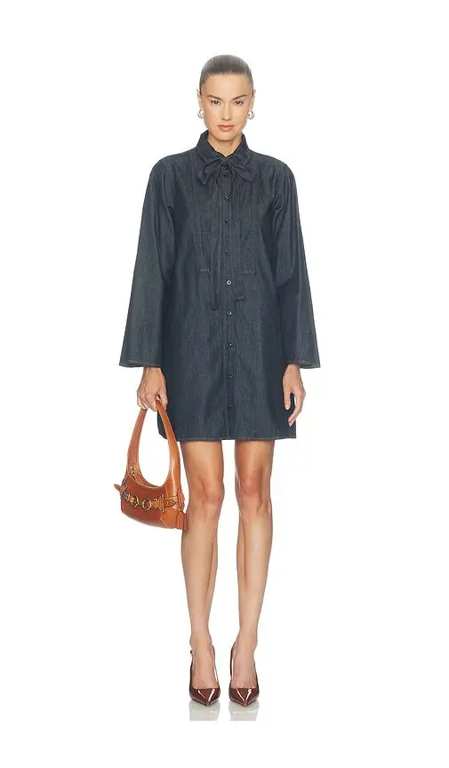 FRAME The Denim Tuxedo Dress In Blue