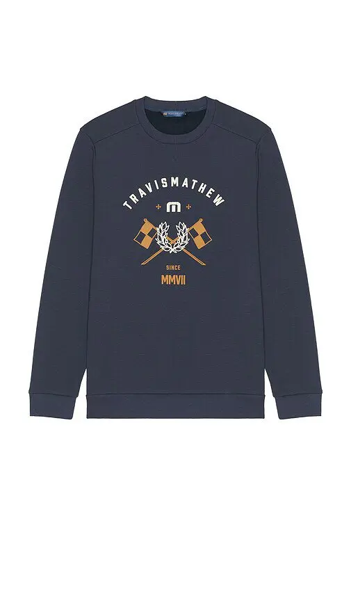 Travis Mathew Varsity Club Crew Sweatshirt In Blue