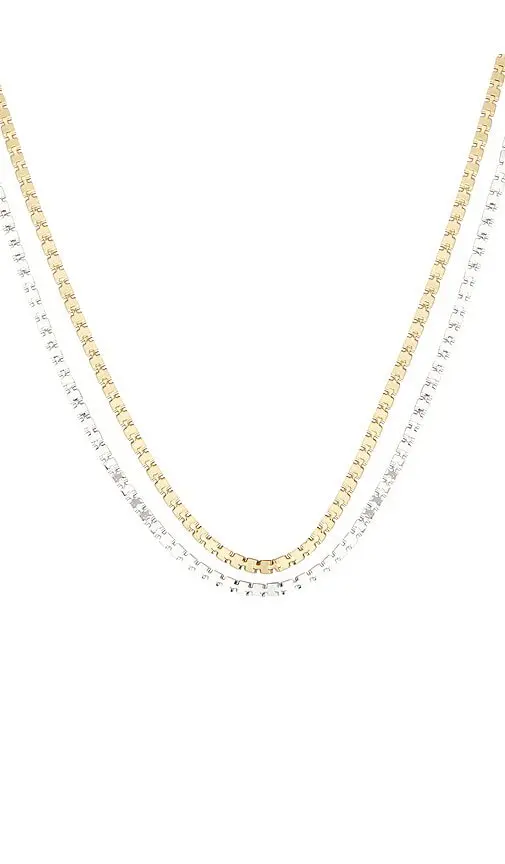 Jenny Bird Double Amalfi Chain Necklace In Two Tone In Metallic Gold