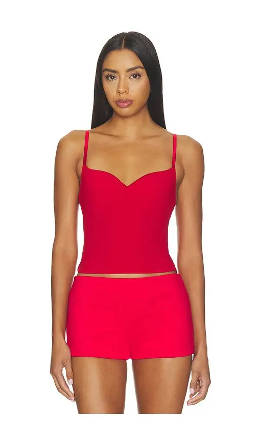 FLEUR DU MAL Built-in Bra Cami Top In Red