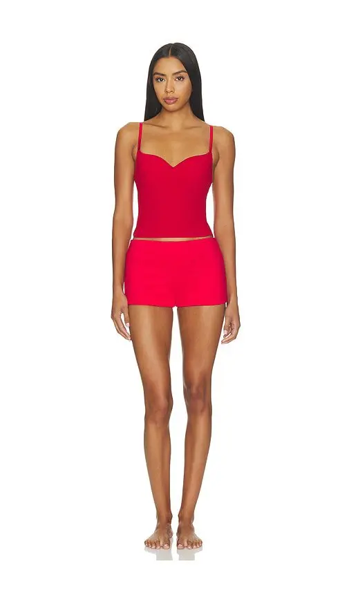 FLEUR DU MAL Built-in Bra Cami Top In Red