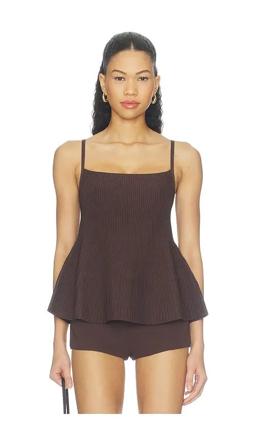 DL1961 Peplum Instasculpt Rib Tank In Brown