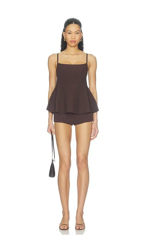 DL1961 Peplum Instasculpt Rib Tank In Brown