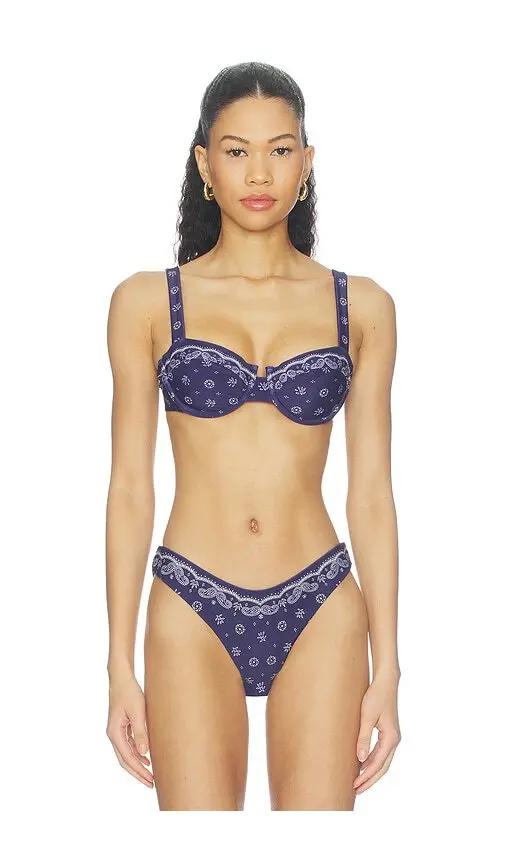 Devon Windsor Lara Bikini Top In Navy