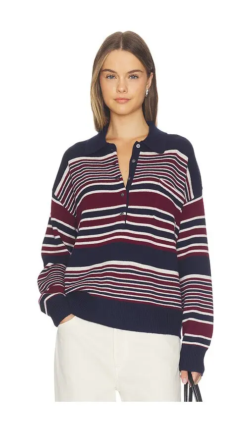 Good American The Oversized Rugby Sweater In Multi