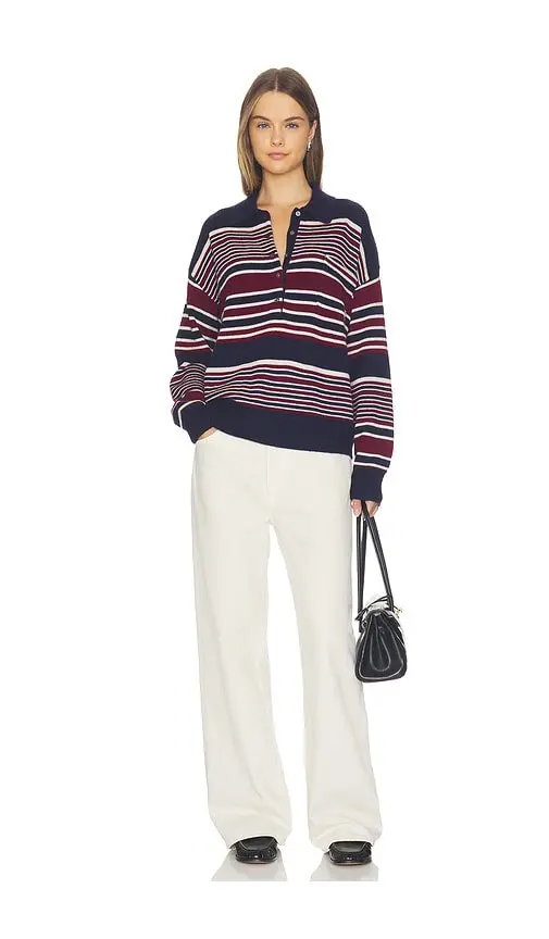Good American The Oversized Rugby Sweater In Multi