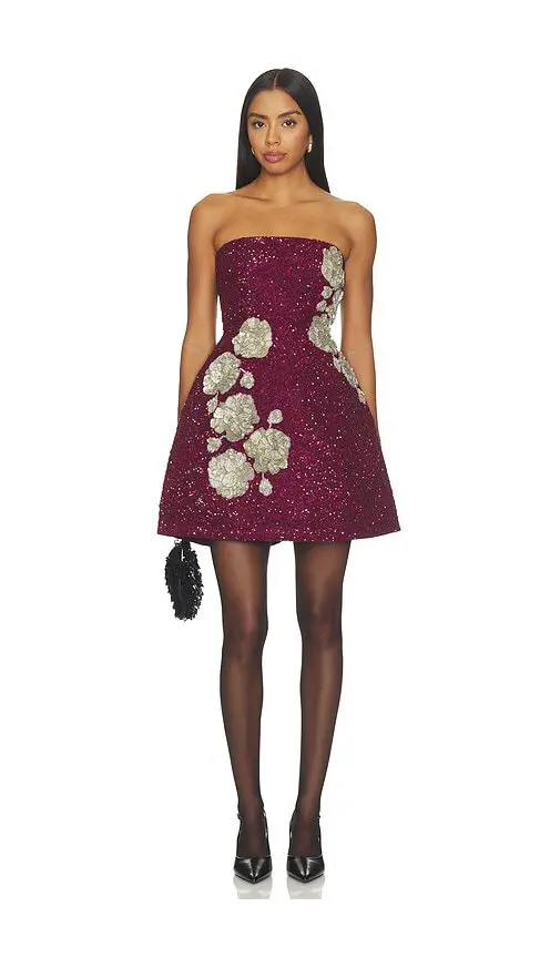 LA FUORI Midnight Rosette Dress In Red