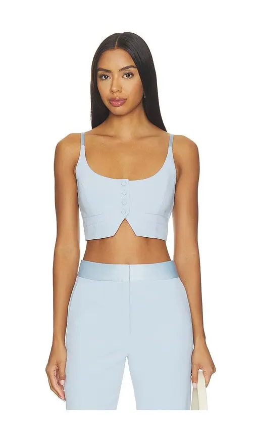 FLEUR DU MAL Tuxedo Crop Vest In Blue