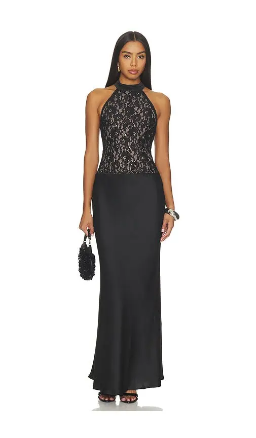 RUNAWAY THE LABEL Senna Halter Open Back Maxi Dress