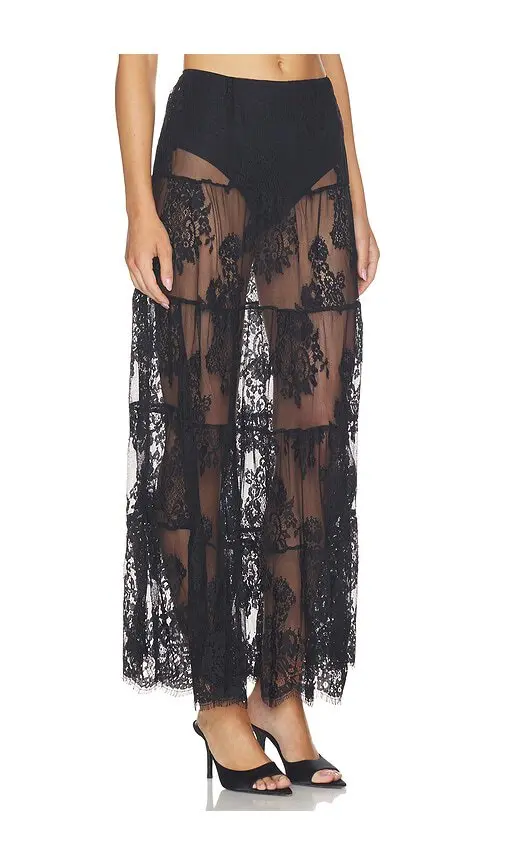 RUNAWAY THE LABEL Enola Tiered Lace Maxi Skirt