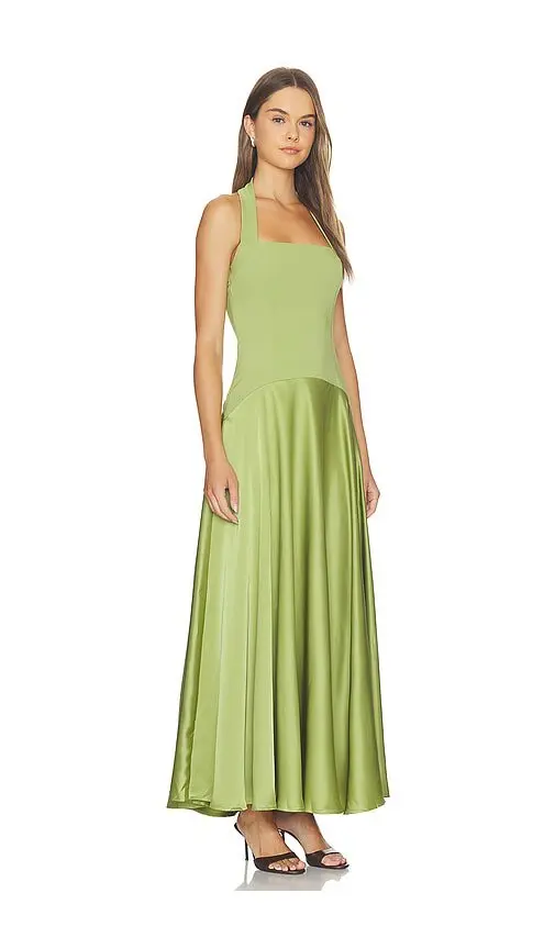RUNAWAY THE LABEL Odina Square Neck Maxi Dress In Green
