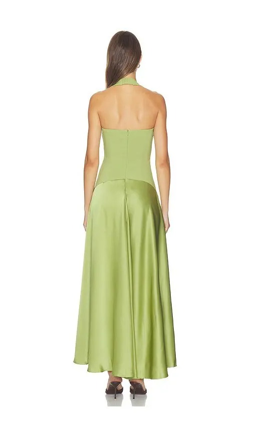 RUNAWAY THE LABEL Odina Square Neck Maxi Dress In Green