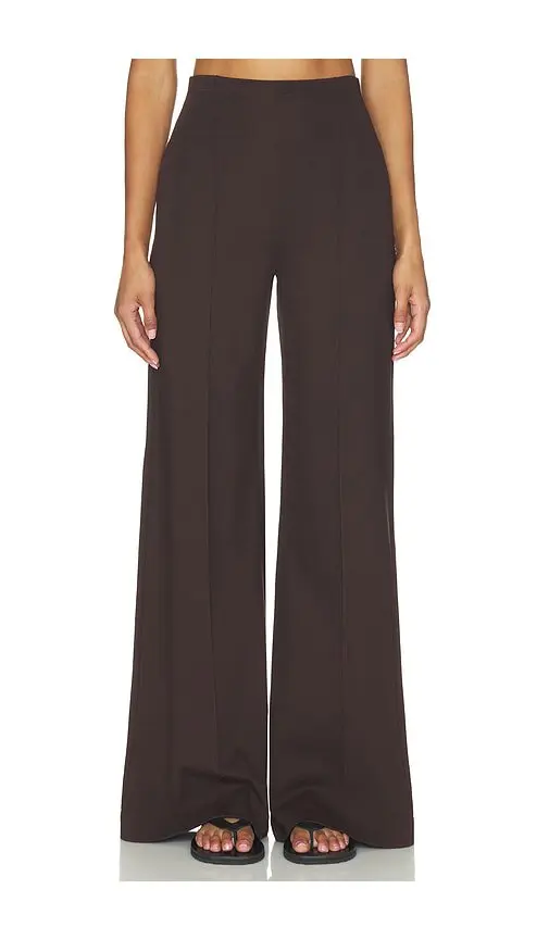RIPLEY RADER Ponte Knit Long Wide Leg Pant - Chocolate