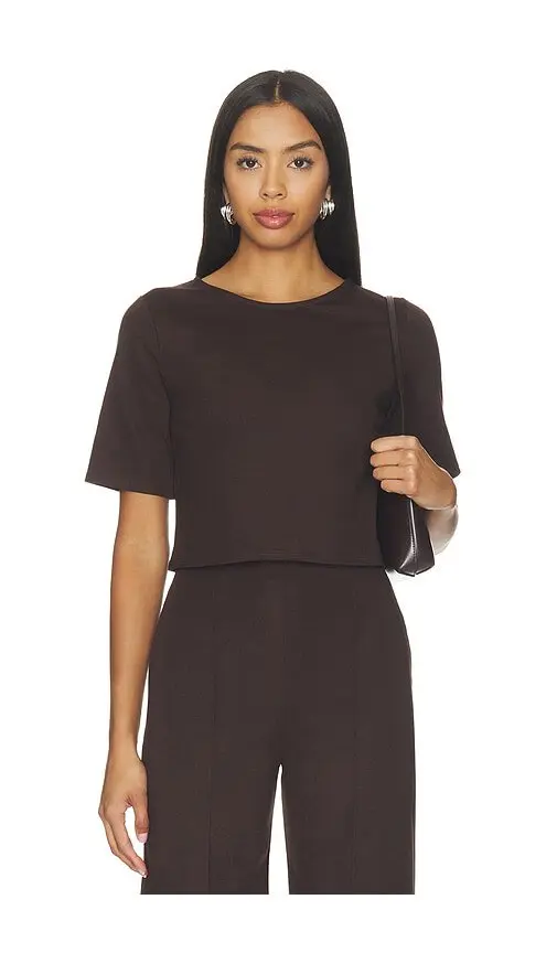 RIPLEY RADER Ponte Knit Short Sleeve Top - Chocolate