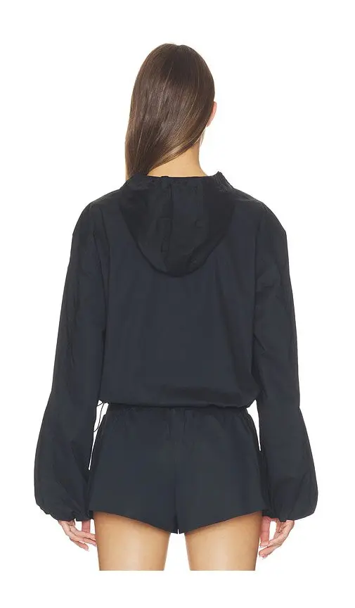 SKIMS Woven Cotton Half Zip Jacket In Black