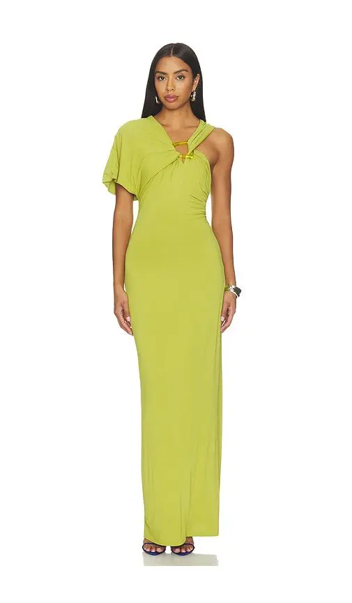 Misha Collection Ona Asymmetrical Dress In Green