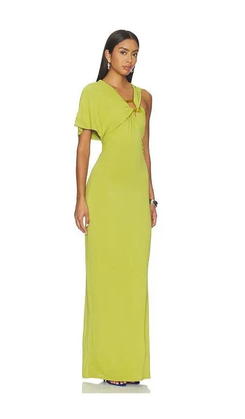 Misha Collection Ona Asymmetrical Dress In Green