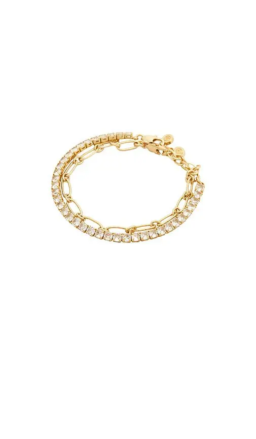Ettika Crystal & Oval Chain Bracelet Set In Metallic