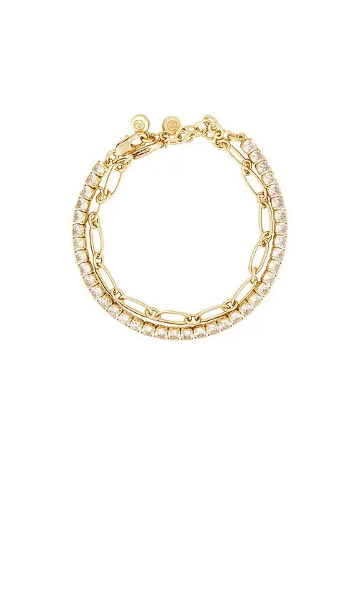 Ettika Crystal & Oval Chain Bracelet Set In Metallic