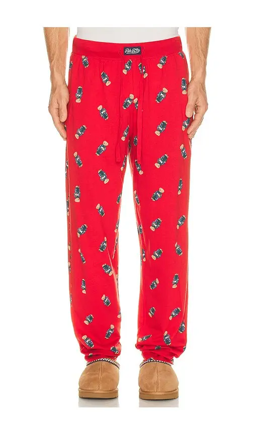 Polo Ralph Lauren Knit Bear Printed Pj Pant In Red - Rl2000 Red