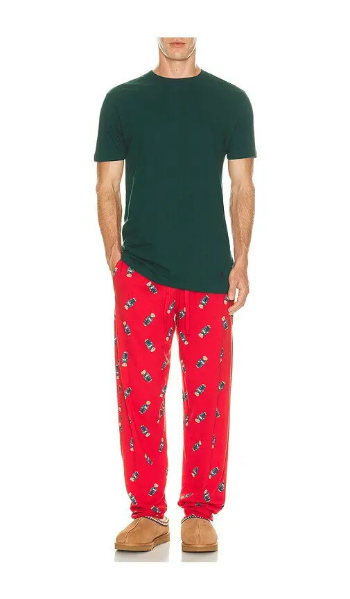 Polo Ralph Lauren Knit Bear Printed Pj Pant In Red