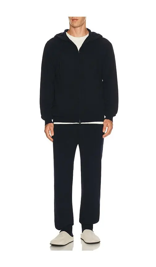 LISA YANG Emerson Hooded Zip Sweater In Blue