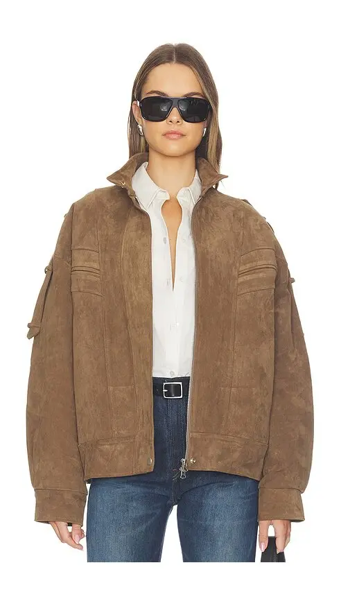 Source Unknown Tova Bomber Jacket In Olive