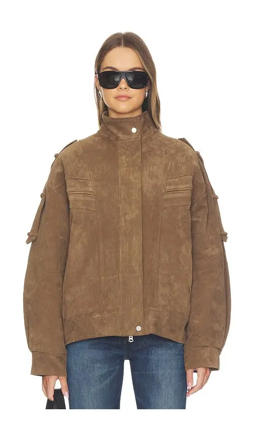 Source Unknown Tova Bomber Jacket In Olive