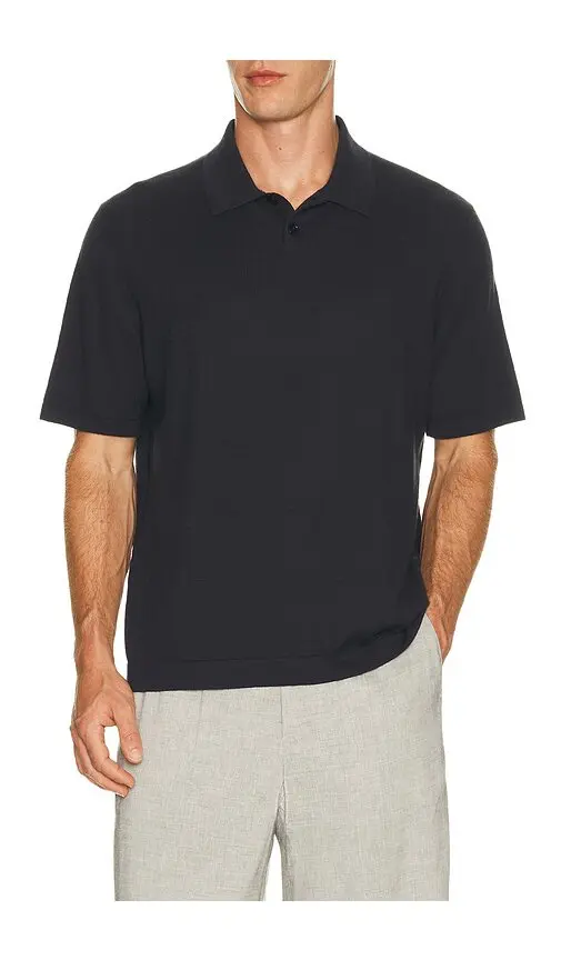 LISA YANG Keir Sweater Short Sleeve Polo In Blue - Navy