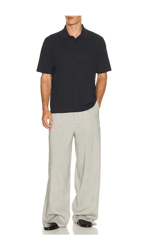 LISA YANG Keir Sweater Short Sleeve Polo In Blue