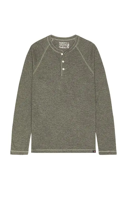 Faherty Brand Long Sleeve Cloud Henley In Green