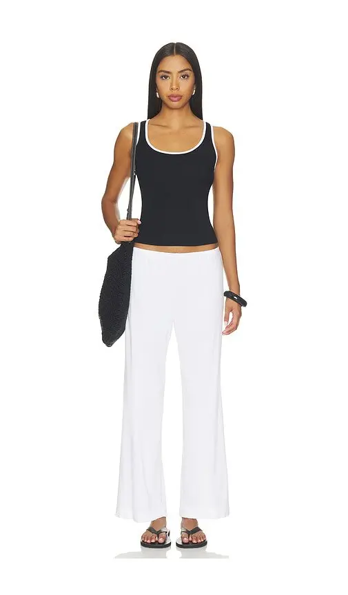 Donni. The Baby Rib Racerback Tank In Black & White