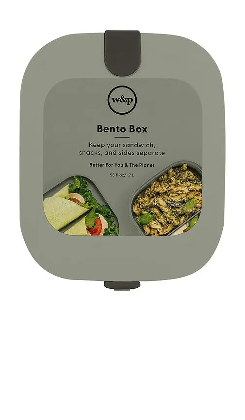 W & P Plastic Bento Box In Green - Sage