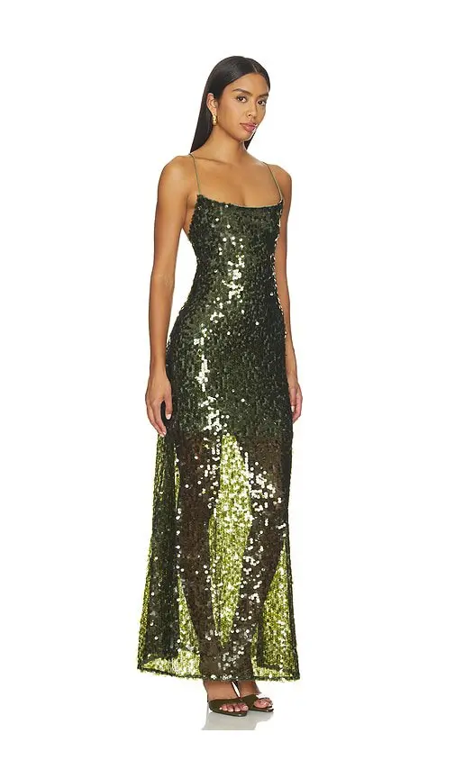 WITH HARPER LU Backless Gown In Green