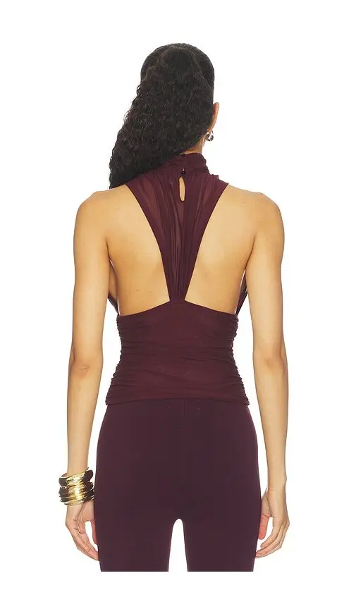 SEROYA Lori Mesh Top In Burgundy