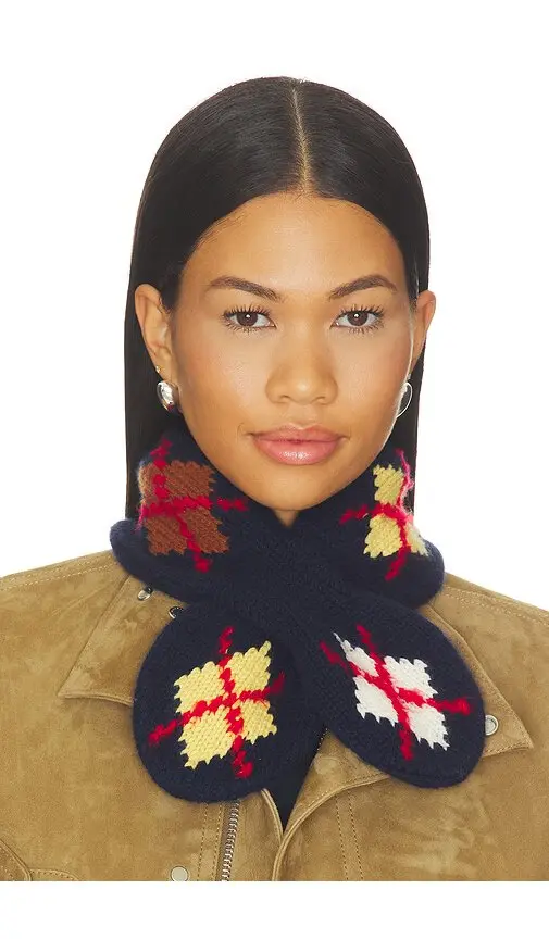 Guest In Residence Bandana Bowtie Scarf In Navy - Midnight Combo