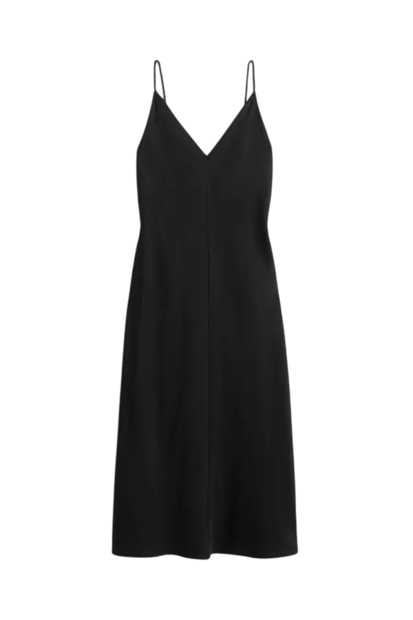 Cos Crepe Midi Slip Dress - Black