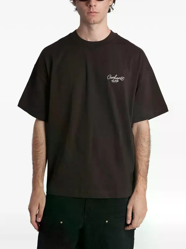 Carhartt Work In Progress Script Logo-embroidered T-shirt - Brown