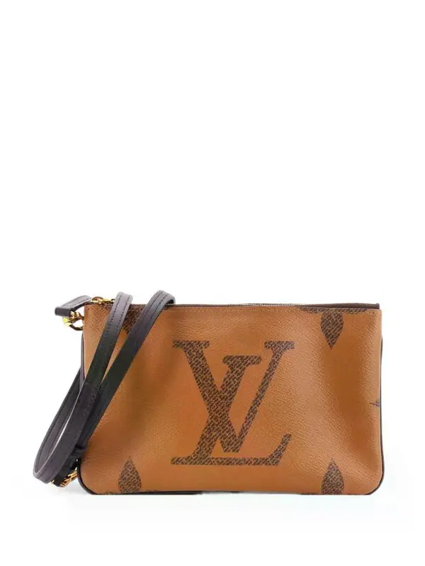 LOUIS VUITTON Double Zip Pochette Reverse Monogram Giant Clutch Bag