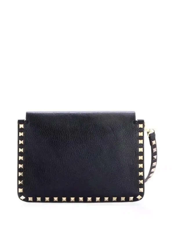 Valentino Garavani Rockstud Front Handle Flap Bag Leather Small Crossbody Bag - Black