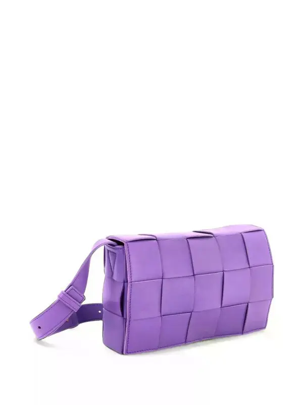 Bottega Veneta Cassette Maxi Intrecciato Leather Crossbody Bag - Purple