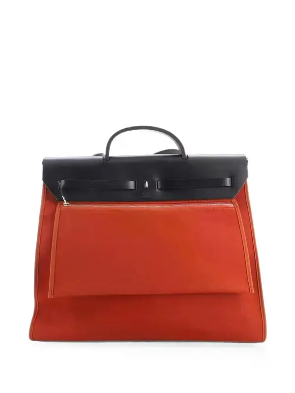 Hermès Herbag Zip Leather And Toile 39 Satchel - Brown