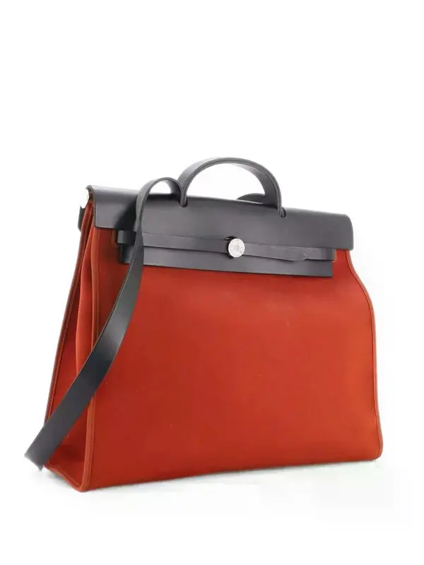 Hermès Herbag Zip Leather And Toile 39 Satchel - Brown