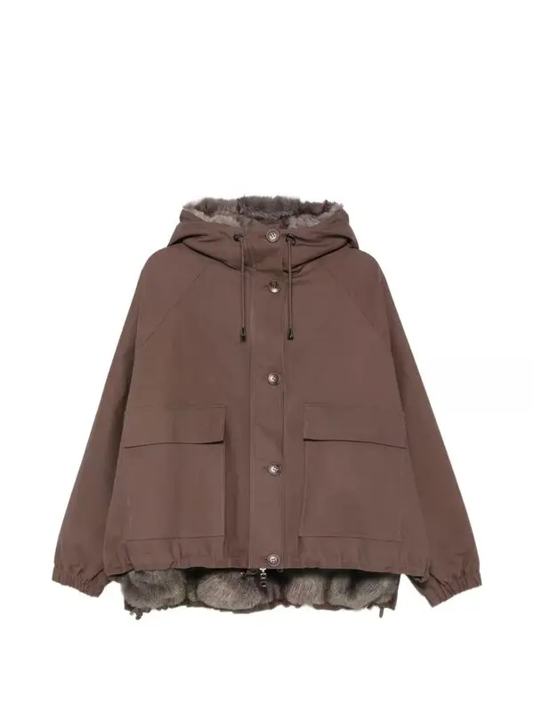 VALENTINI 1972 Faux-fur-trim Hooded Coat - Brown