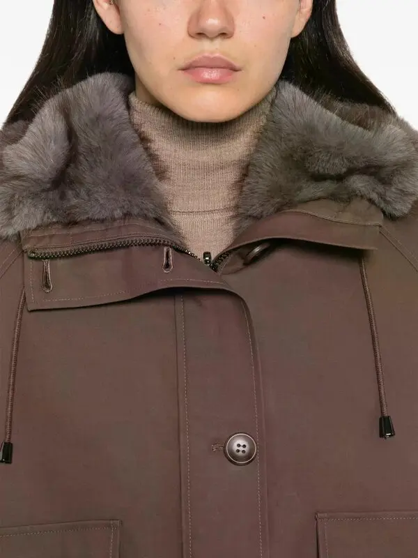 VALENTINI 1972 Faux-fur-trim Hooded Coat - Brown