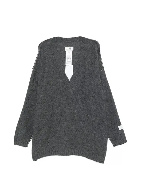 MAISON MARGIELA Oversized V-neck Sweater - Grey