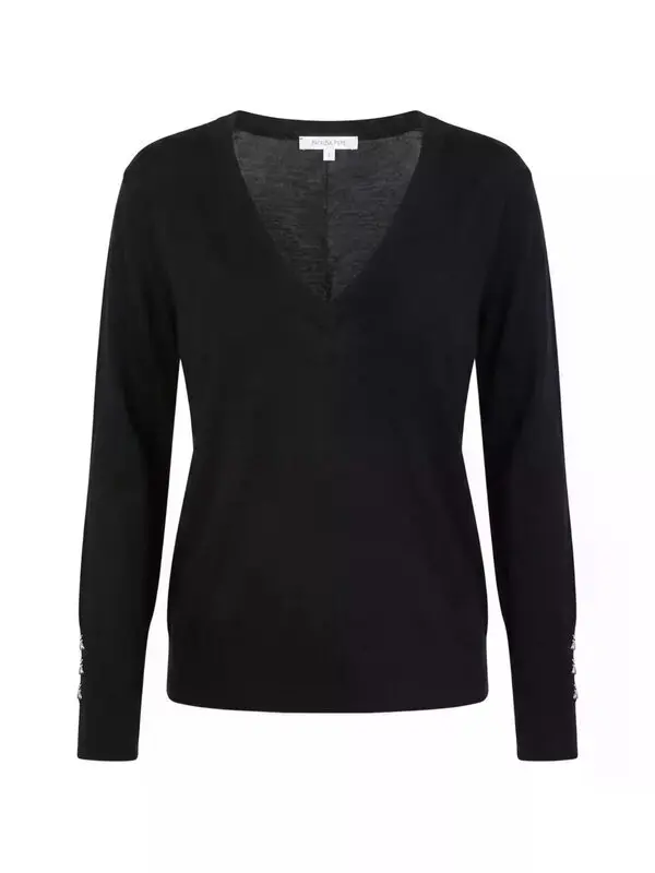 Patrizia Pepe V-neck Wool Sweater - Black