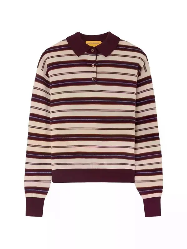 Guest In Residence Striped Polo Sweater - Neutrals