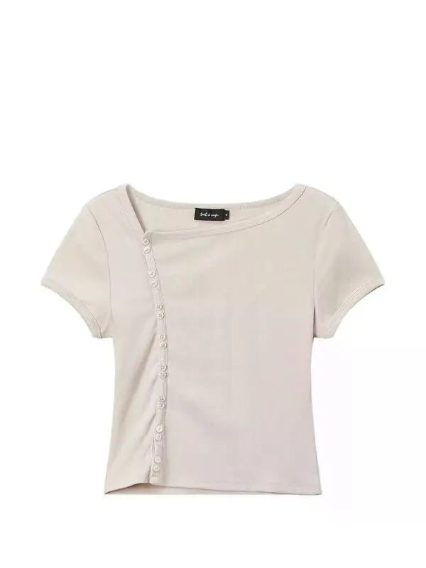 TOUT A COUP Asymmetric Button-fastening T-shirt - Neutrals